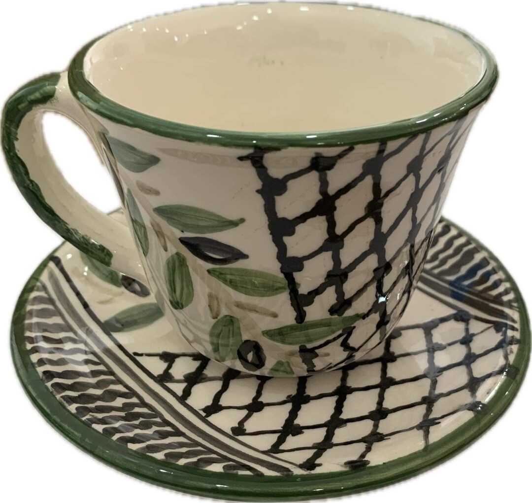 Kufiya Tea Cup , Palestinian , Handmade , Olives , Palestine - Etsy