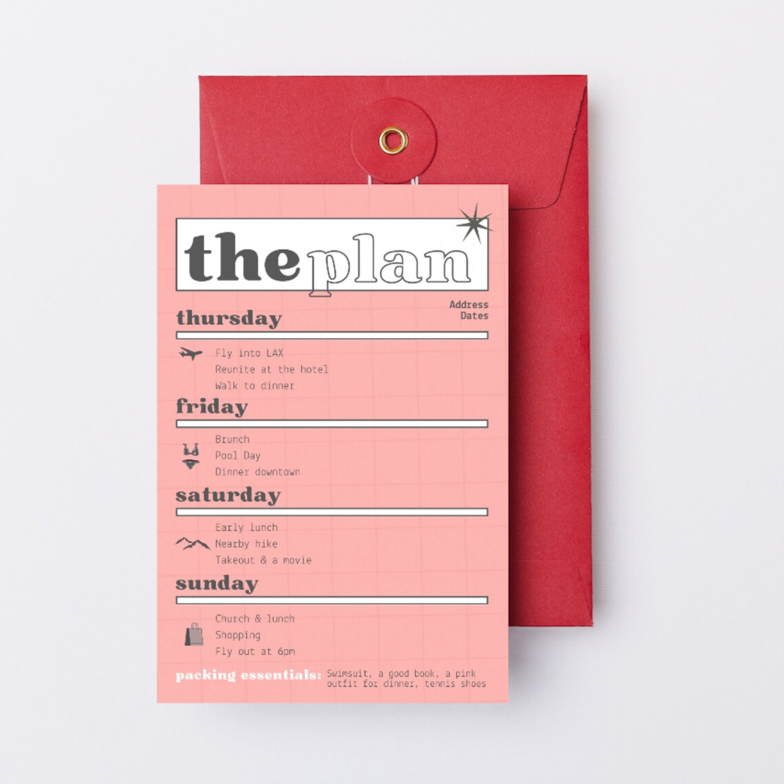 Girls Weekend Trip - Invitation and Itinerary - Canva Template - Etsy