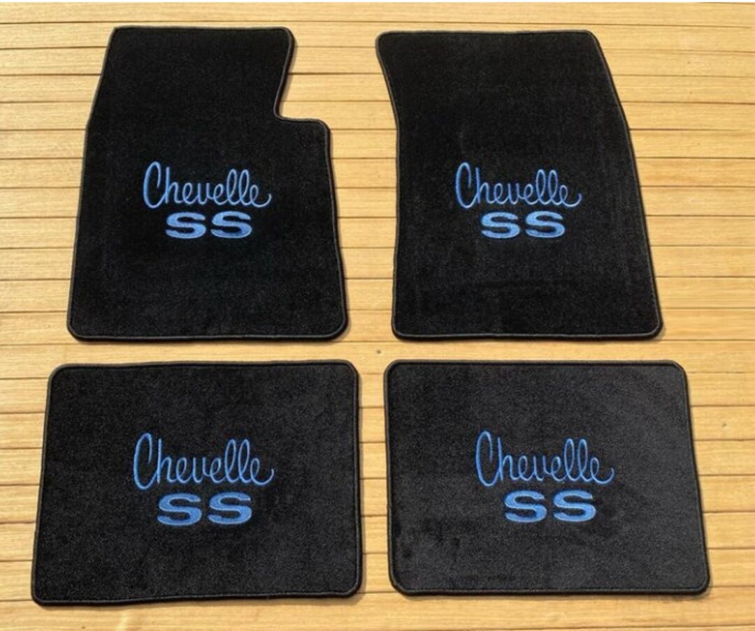 For Chevy Chevelle SS Floor Mats Carpet Black Blue Letter Embroidered ...