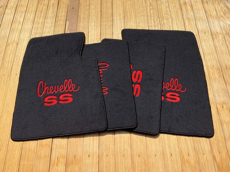 For Chevy Chevelle SS Floor Mats Carpet Black Red Letter Embroidered ...