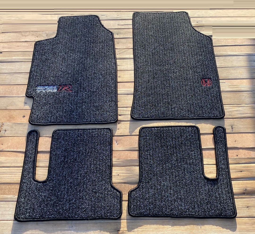 For Honda CRX TYPE-R Civic EF Vtec Ribbed Black Velour Floor Mats ...