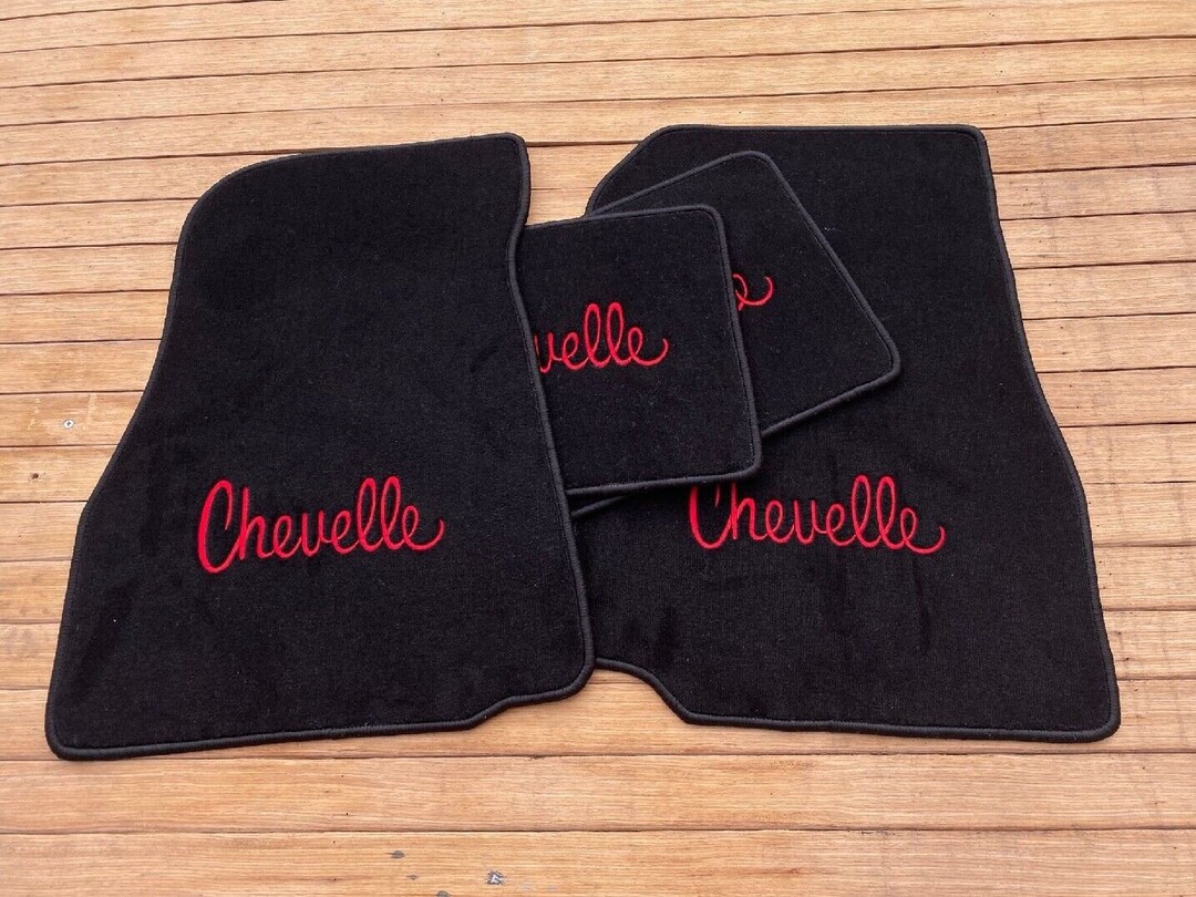 For Chevy Chevelle Floor Mats Carpet Black Embroidered Red SS Logo 1968 ...