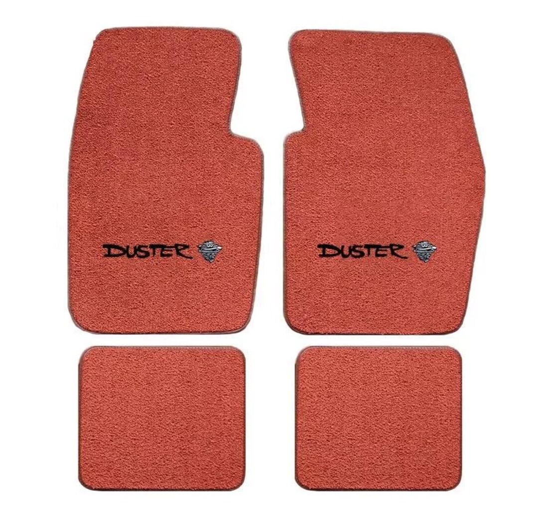 New 1970-1976 Plymouth Duster CARPET Floor Mats Red Embroidered Logo ...