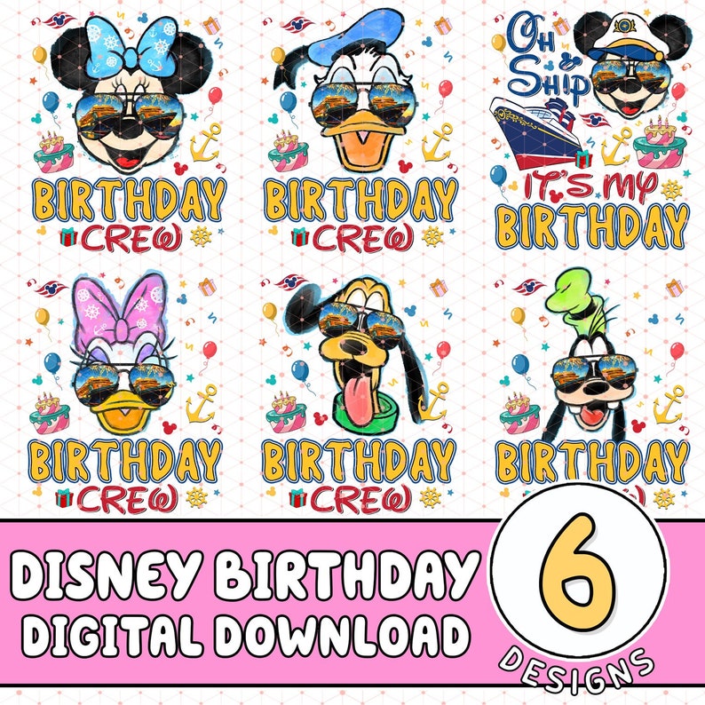 Disneyland Birthday Crew PNG Bundle Disneyland Mickey Crew Birthday PNG ...