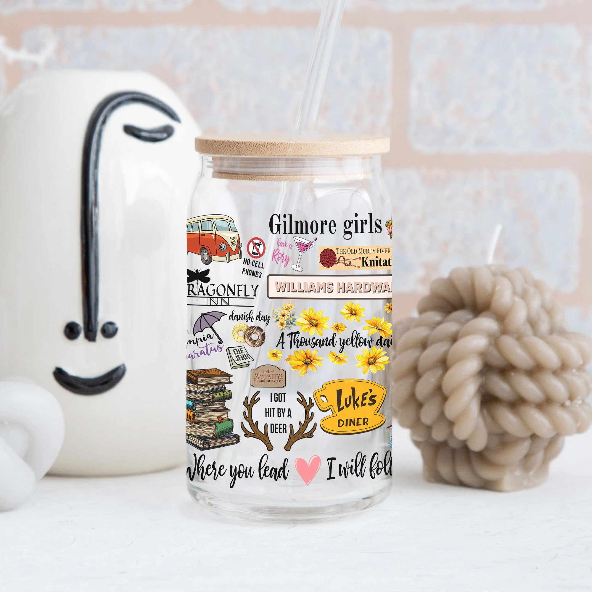 Stars Hollow Libbey Glass Can Design, Gilmore Girls 16oz Glass Can ...