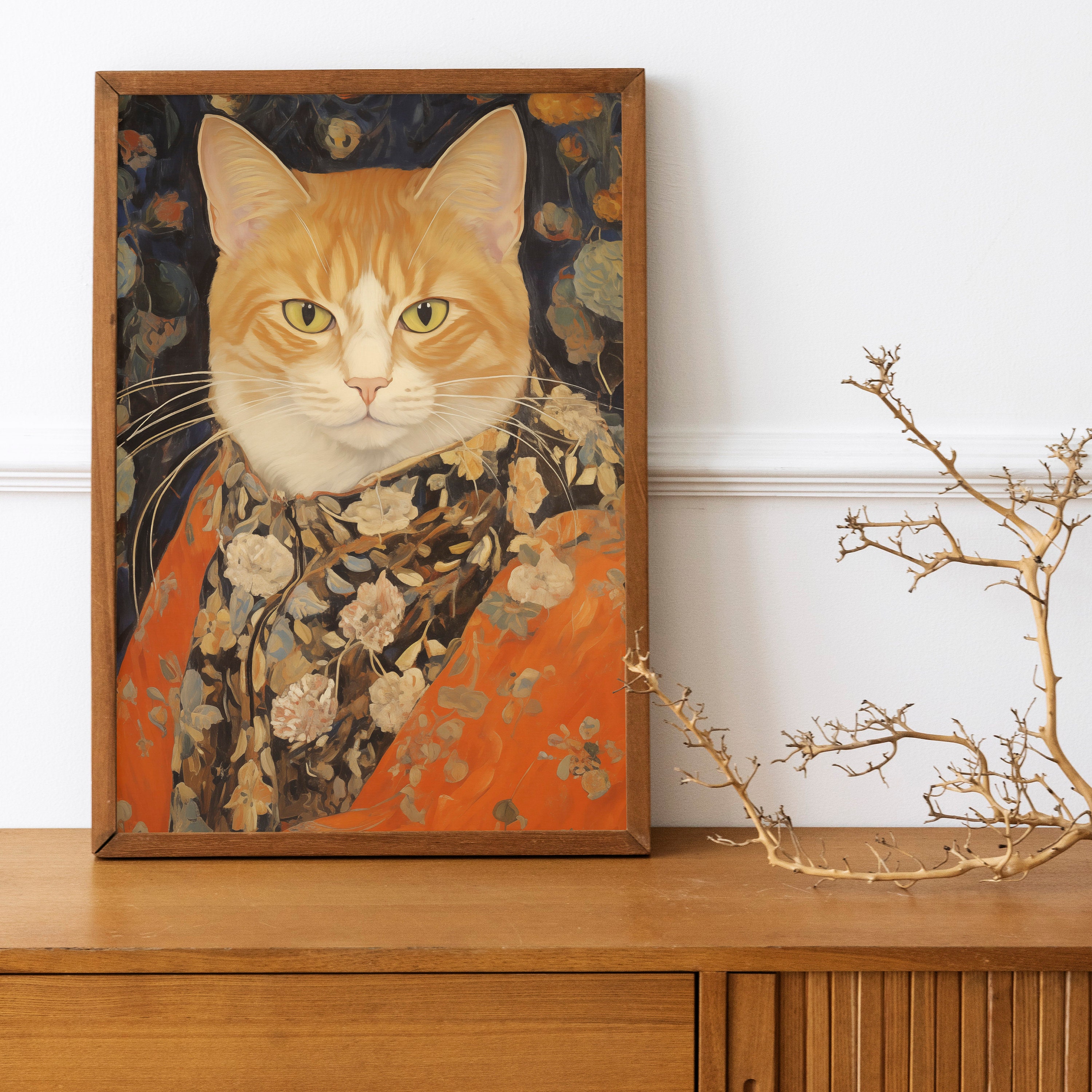 Gustav Klimt Cat Set of 6 Prints, Gallery Wall Set, Orange Cat Art ...
