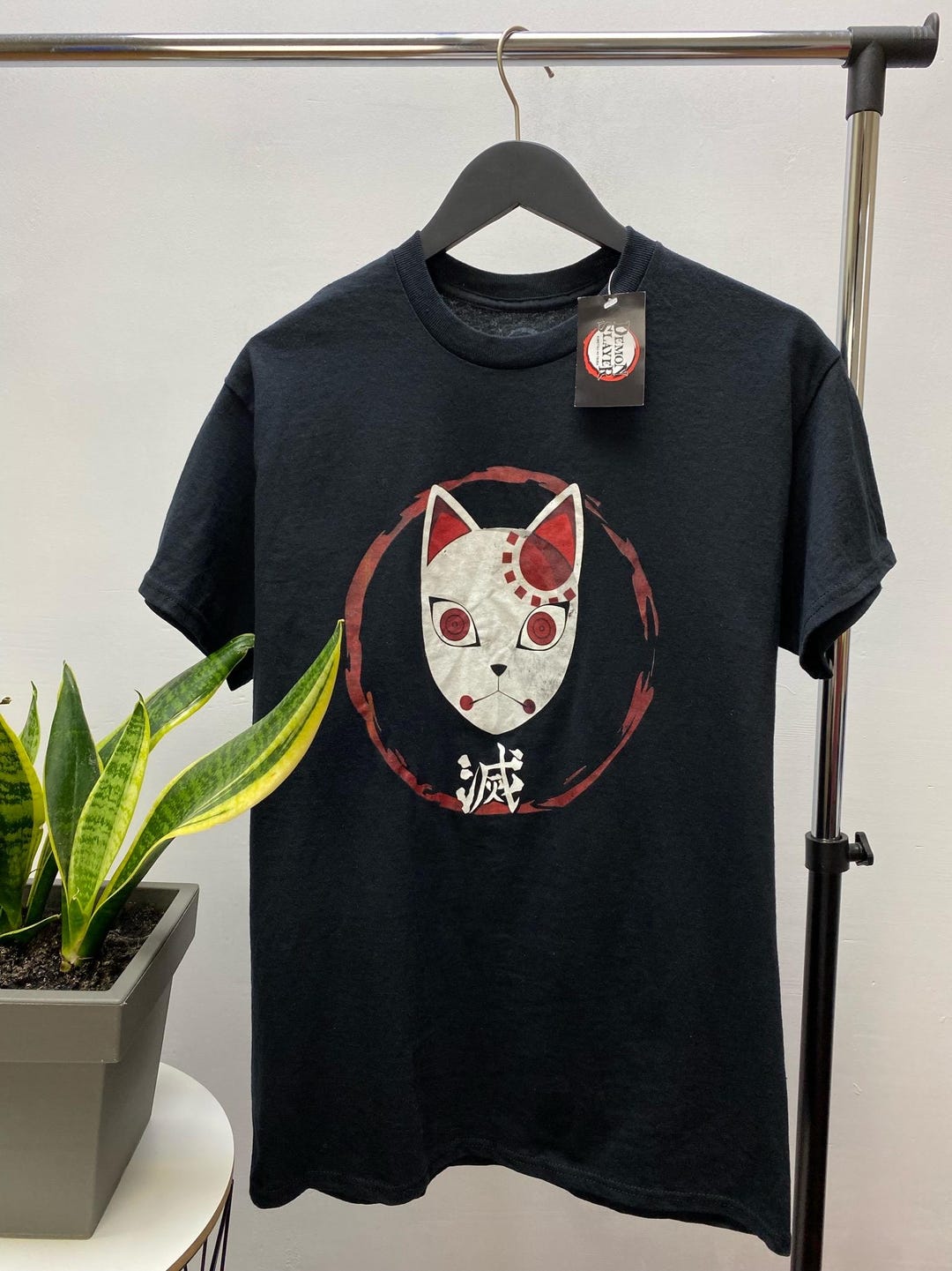 Demon Slayer Manga Tanjiro Warding Mask Anime T-shirt Size M Black ...