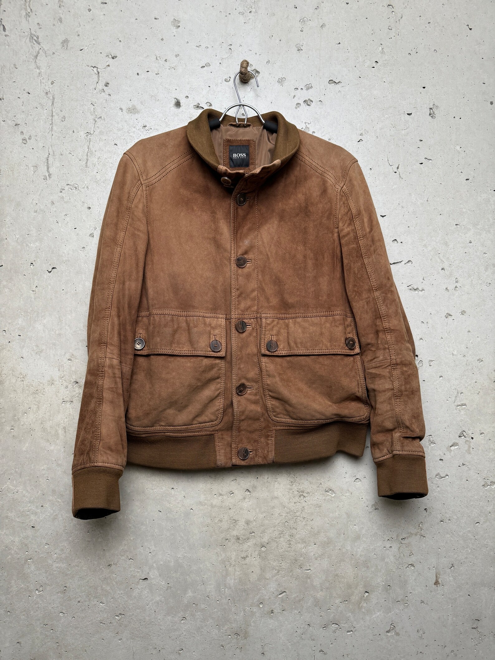 Hugo Boss Suede Bomber Jacket Goat Size 50 Mens Brown Vintage - Etsy