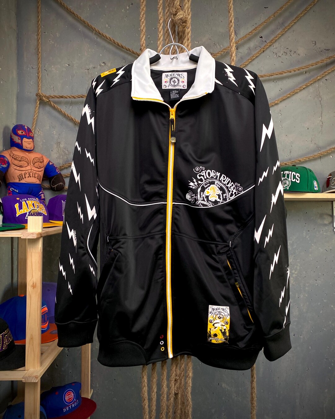 Akademiks Zip Track Jacket Rap Hip-hop Black Flash Men Size M - Etsy
