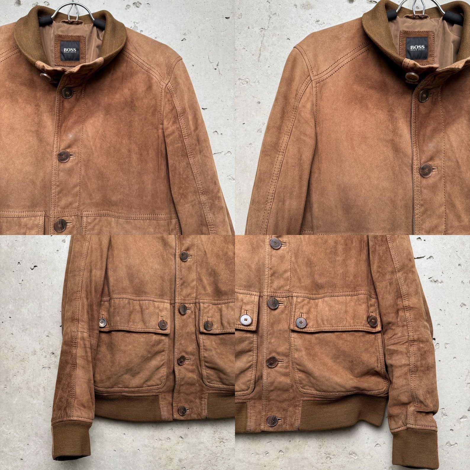 Hugo Boss Suede Bomber Jacket Goat Size 50 Mens Brown Vintage - Etsy