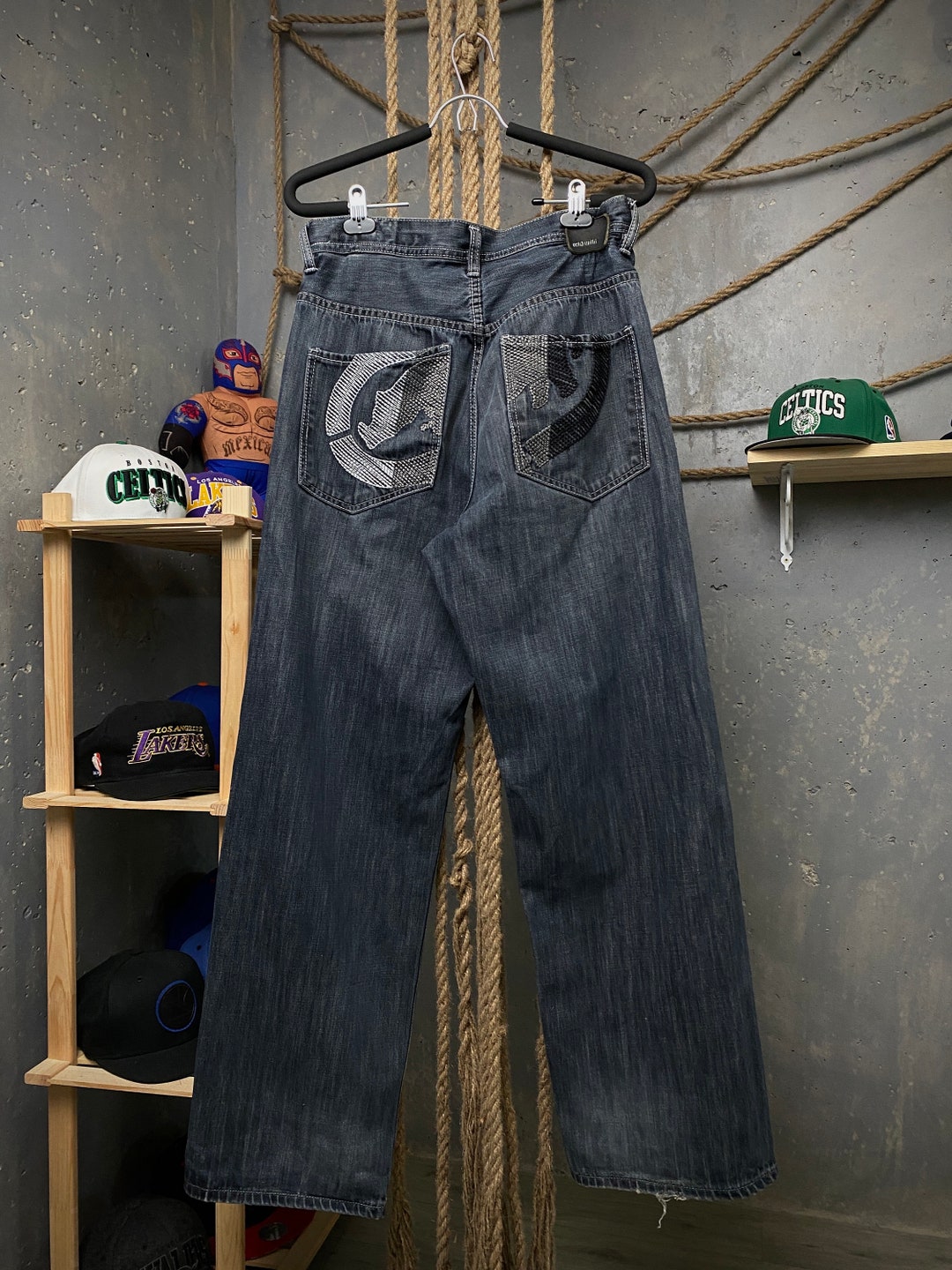Crazy Ecko Unltd Baggy Rap Hiphop Embroired Denim Men Size 31 Jeans - Etsy