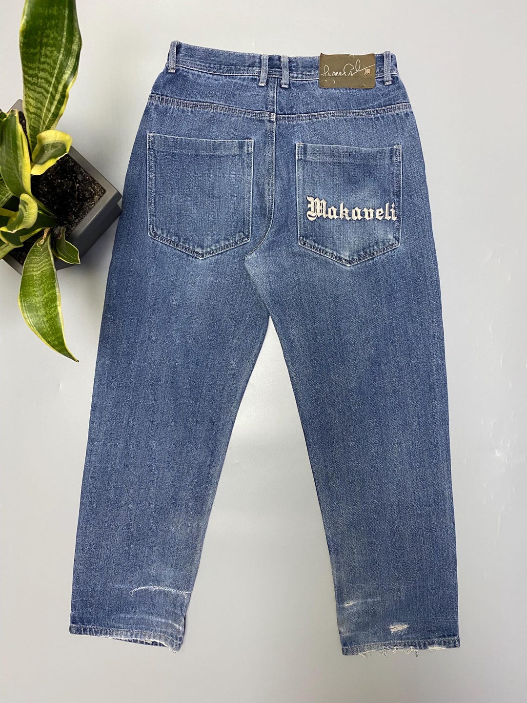 Vintage Makaveli Distressed 2pac Denim Jeans Size 34 Blue Denim - Etsy