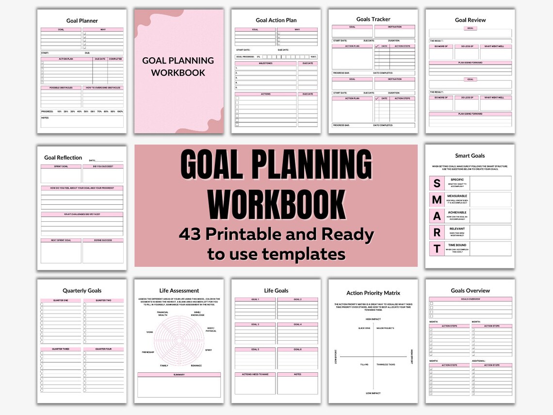 Printable Goal Planning Workbook, Goal Planner Template Bundle Goal ...