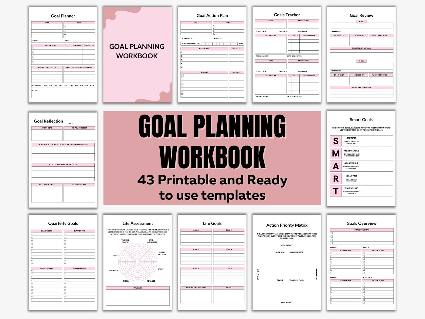 Printable Goal Planning Workbook, Goal Planner Template Bundle Goal ...