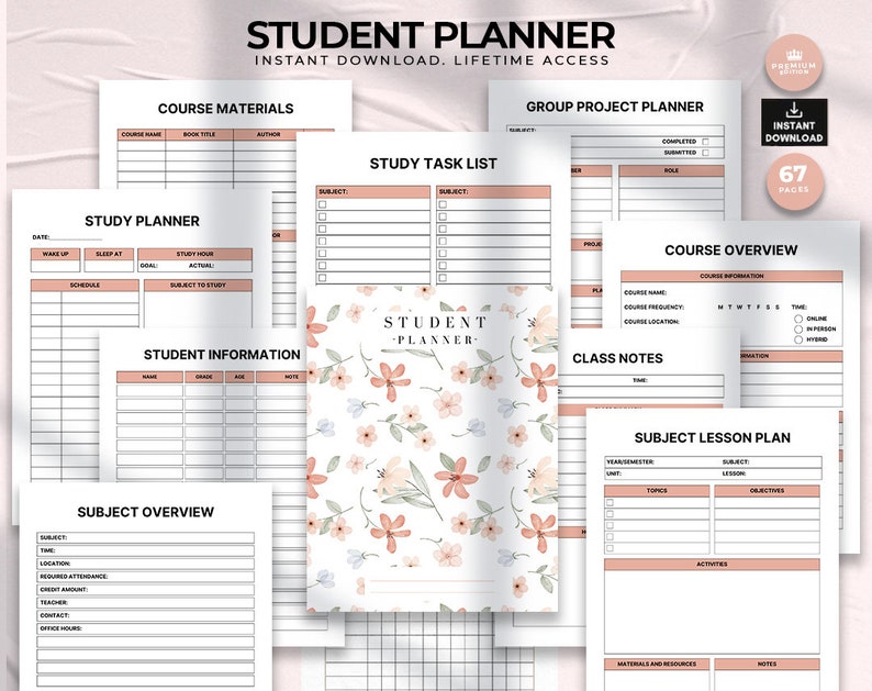 Printable Student Planner, Printable, Academic Planner Printable ...