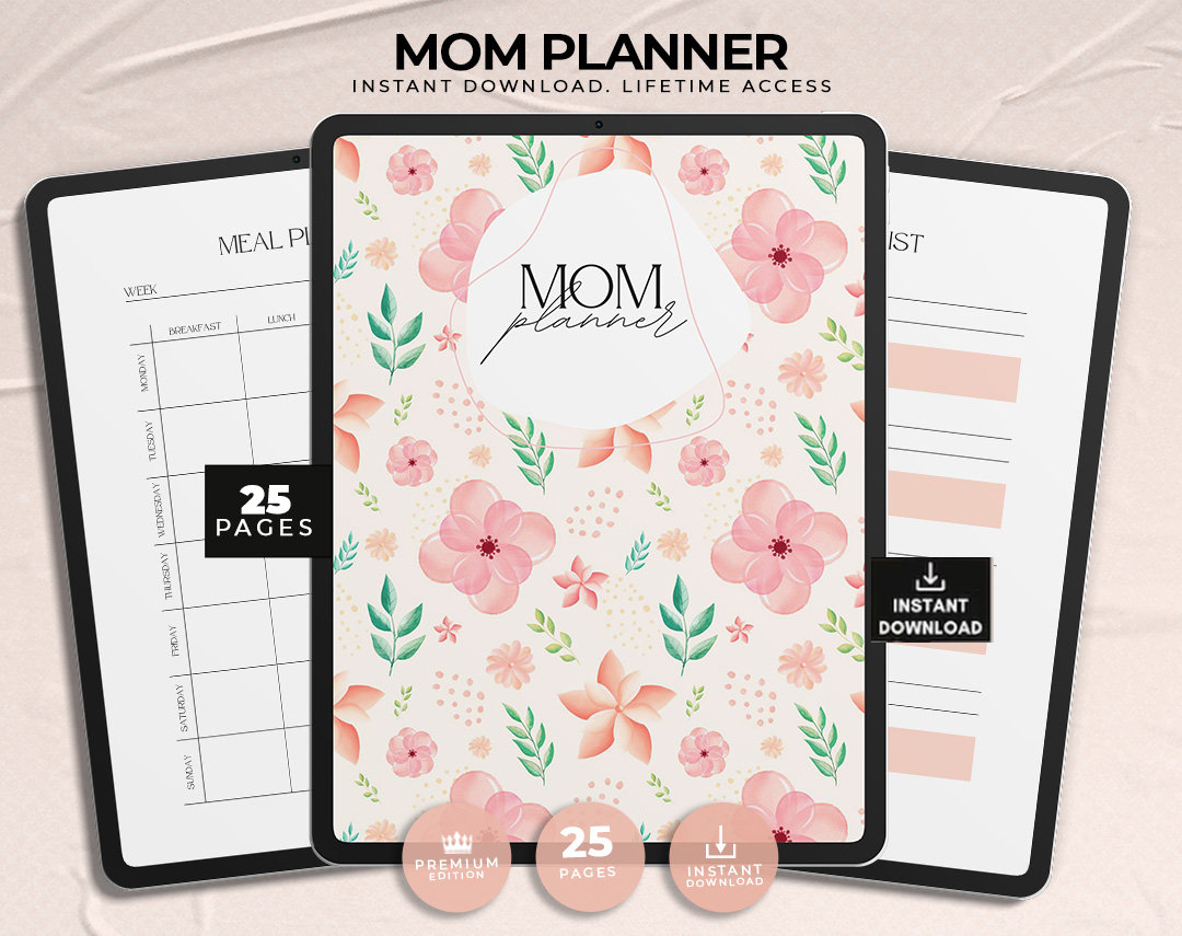 Mom Digital Planner, Busy Mom Planner, Printable Planner, Mom on the Go ...