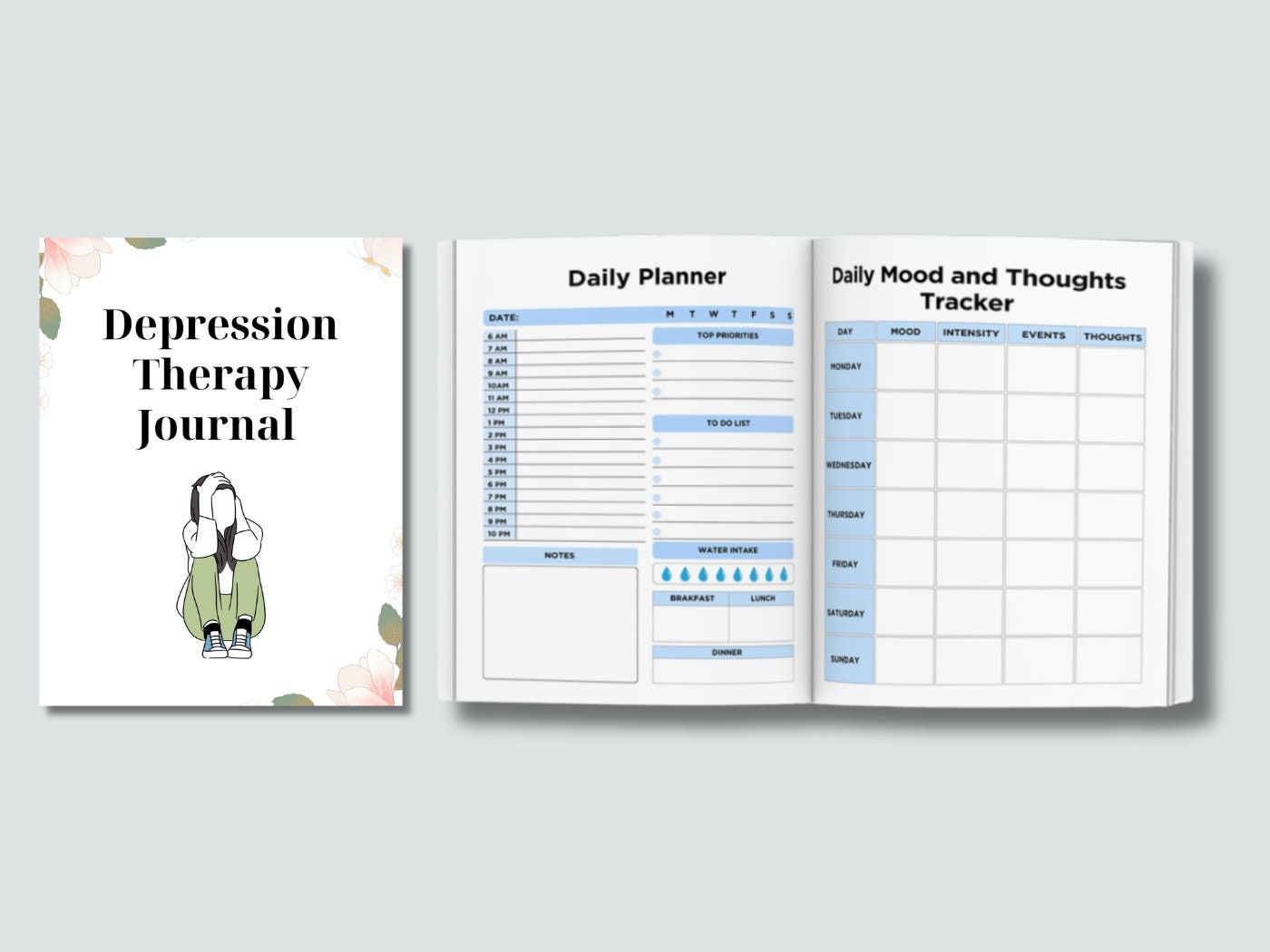 Depression Therapy Journal Printable Depression Mental Health Journal ...