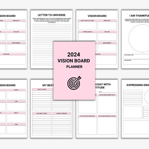 Editable 2024 Vision Board Planner, Digital Productivity Goal Planner ...