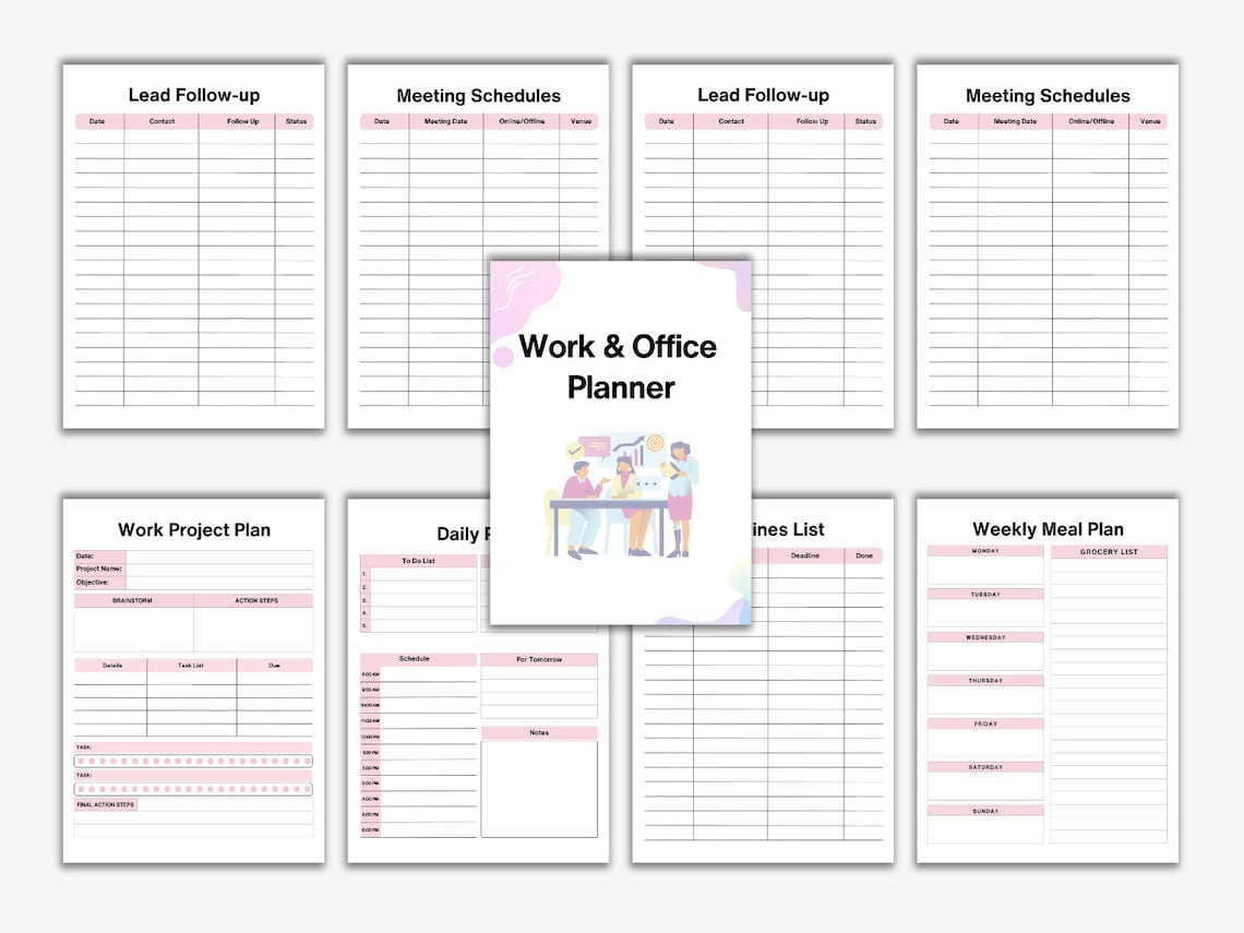 Printable Work and Office Planner, Office Work Planner and Organizer ...