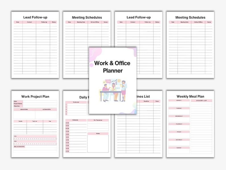 Printable Work and Office Planner, Office Work Planner and Organizer ...