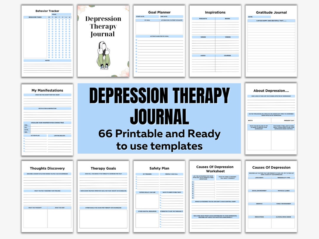 Depression Therapy Journal Printable Depression Mental Health Journal ...