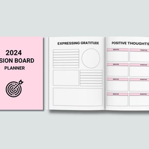 Editable 2024 Vision Board Planner, Digital Productivity Goal Planner ...