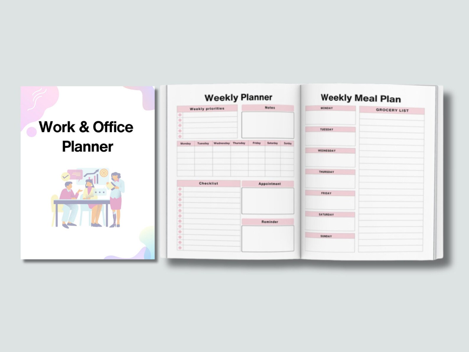 Printable Work and Office Planner, Office Work Planner and Organizer ...