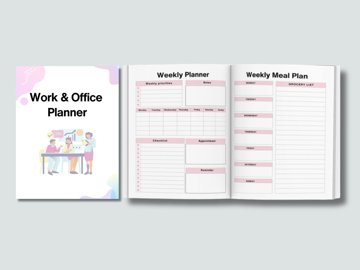 Printable Work and Office Planner, Office Work Planner and Organizer ...