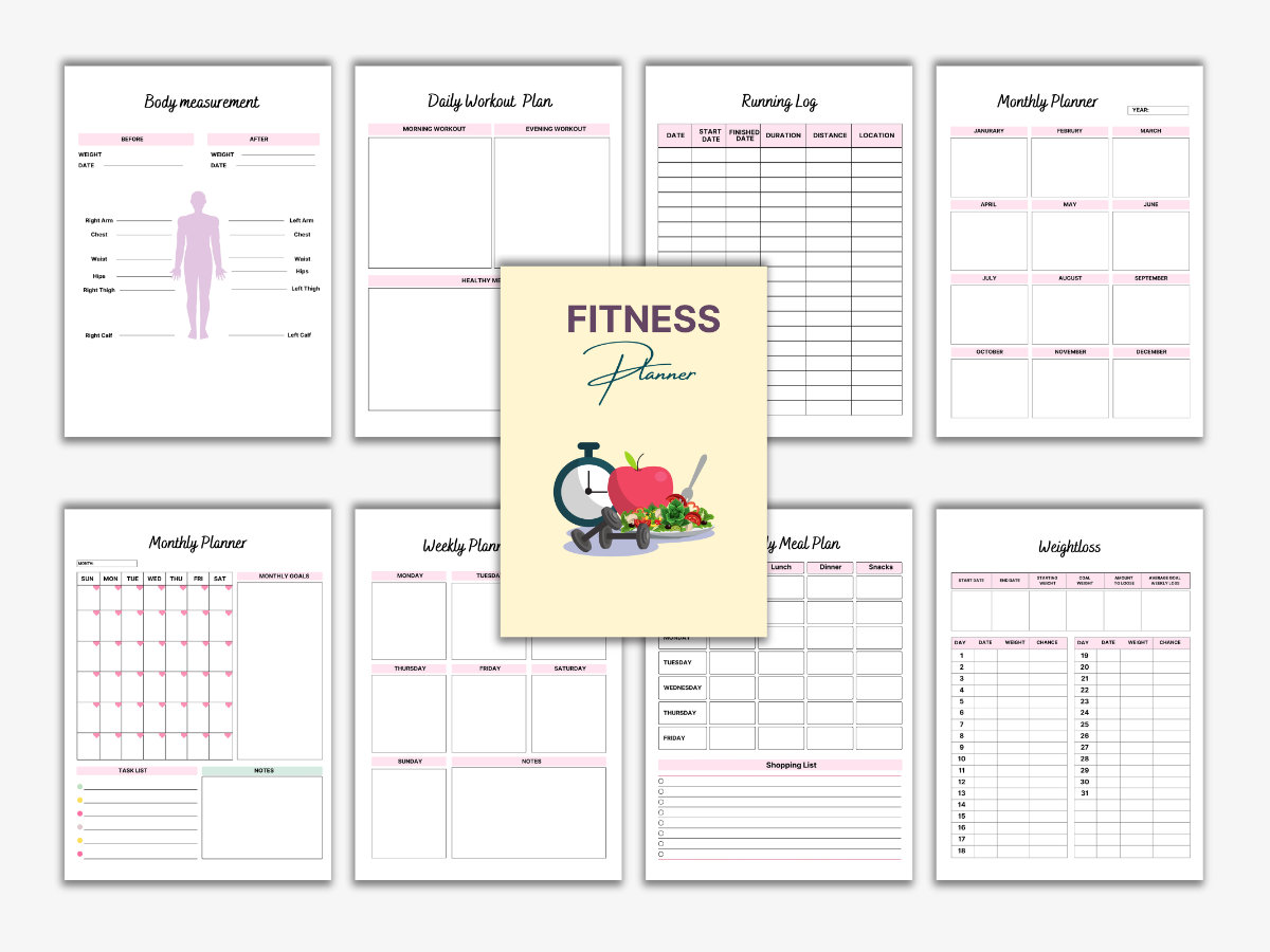 Printable Fitness Planner, Ultimate Fitness Planner 2024 Printable ...