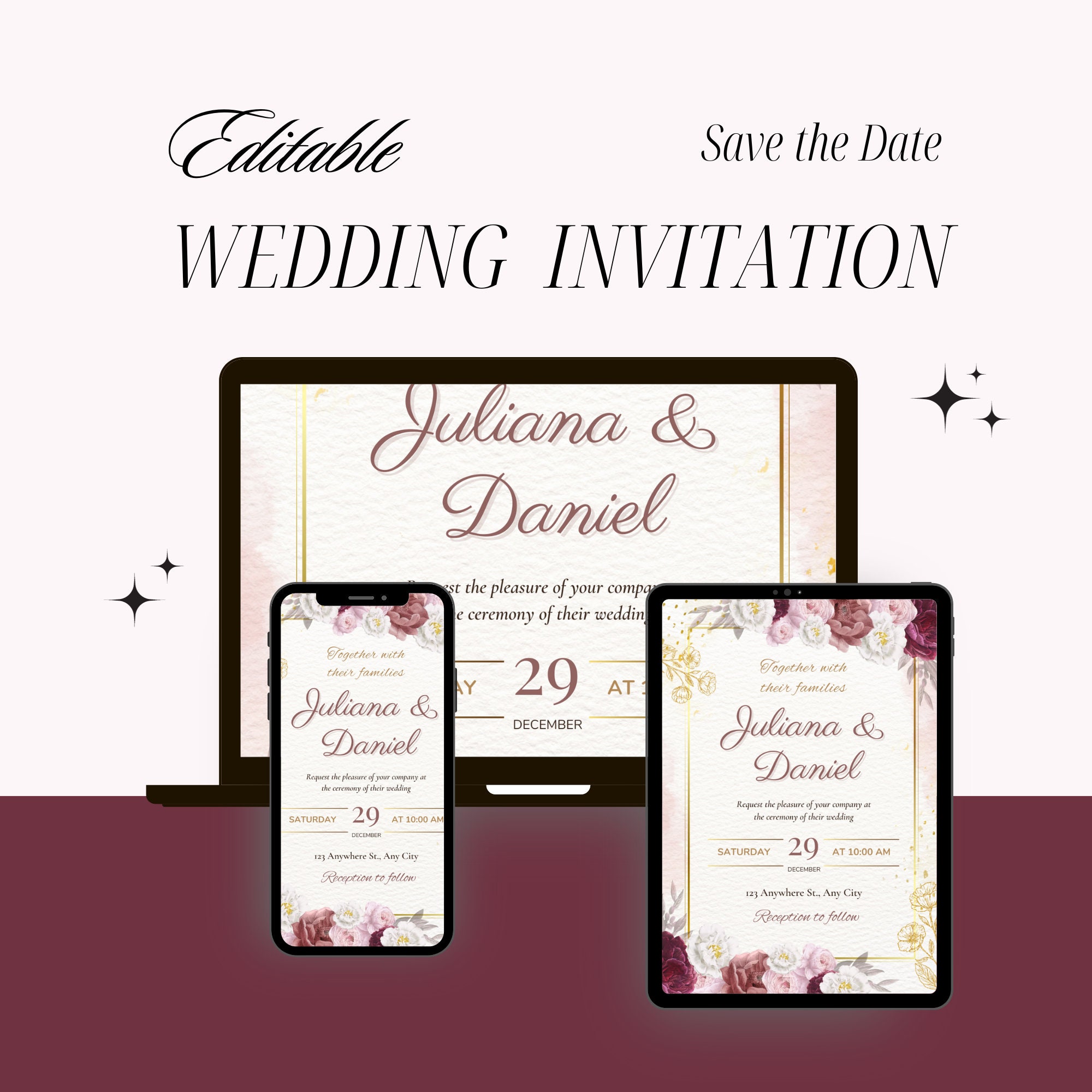 Wedding Invitation, Editable Wedding Invitation, Customizable Wedding ...