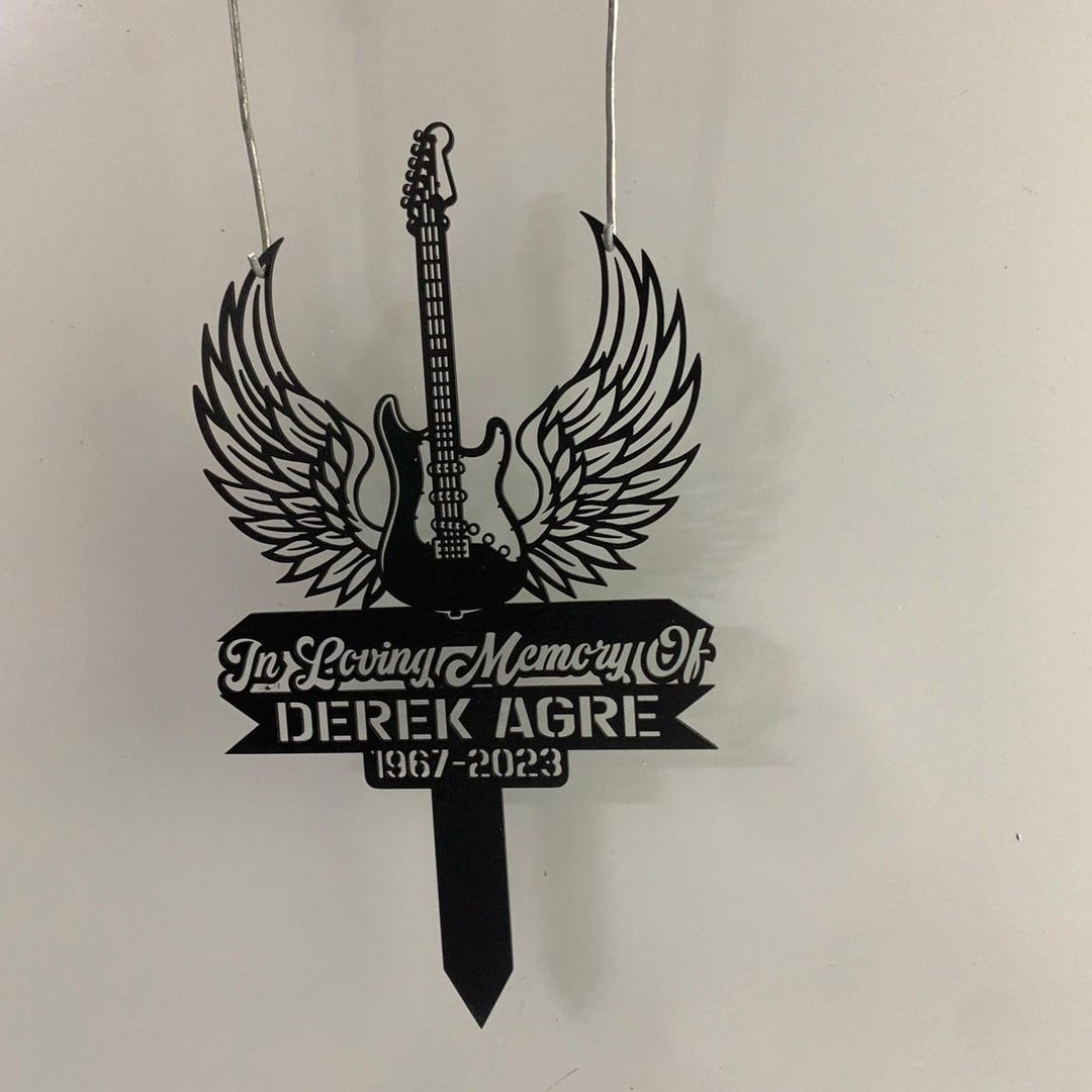 Custom Guitar With Angel Wings Memorial Stake, Personalized Guitarist ...