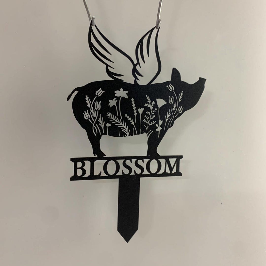 Custom Pig Memorial Metal Garden Stake, Personalized Pig With Wings ...