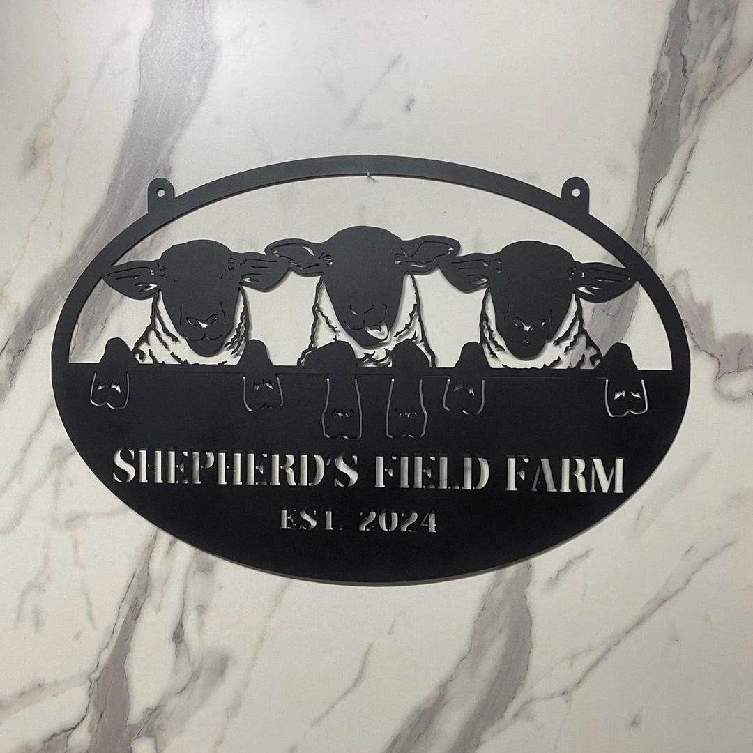 Custom Sheep Farm Monogram Metal Wall Art, Personalized Sheep Farmhouse ...