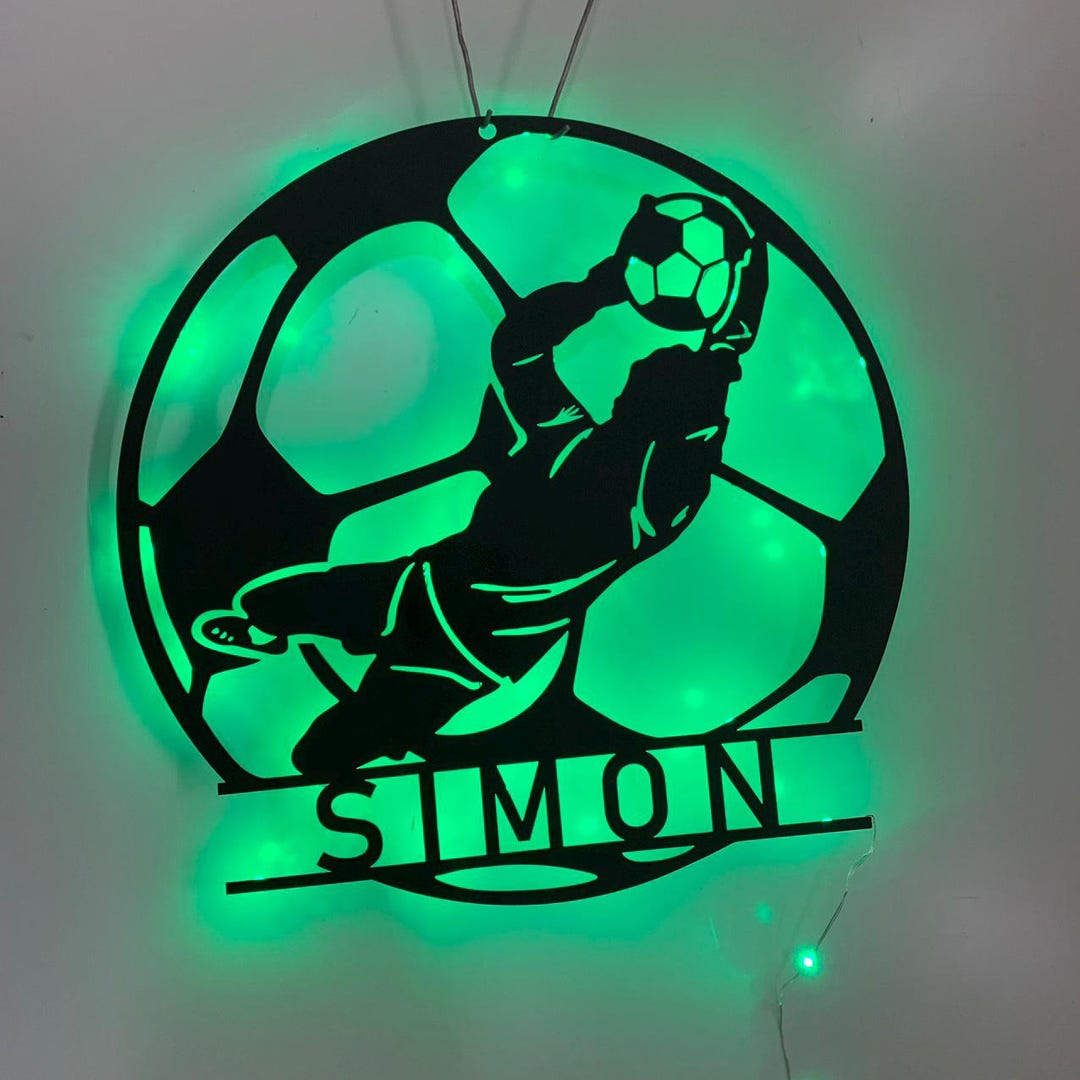 Personalized Soccer Player Metal Name Sign With LED Lights, Custom ...