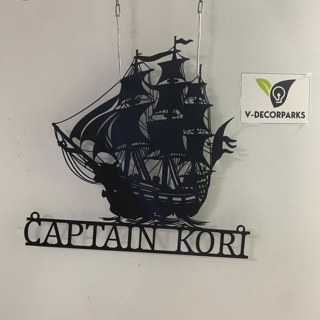Custom Pirate Ship Metal Wall Art, Pirate Ship Name Sign, Ship Captain ...