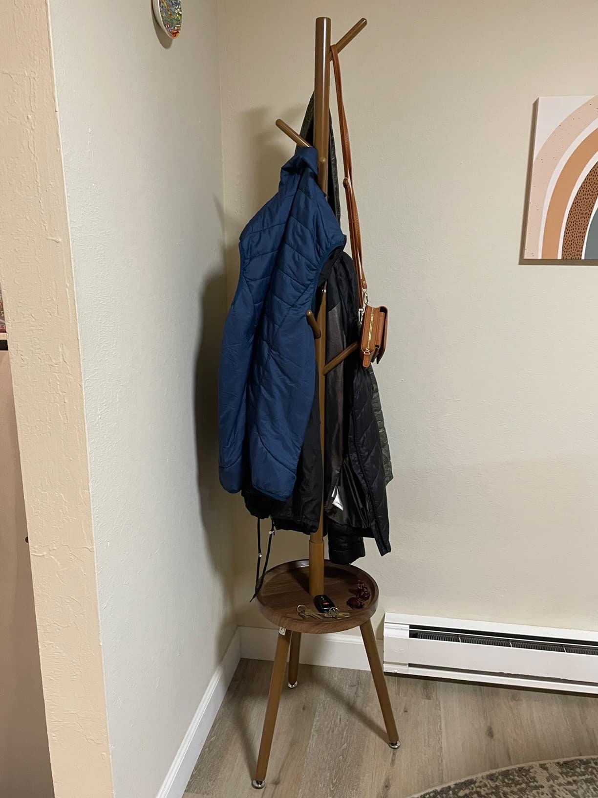 Handmade Wooden Standing Coat Rack With 8 Hooks Modern Coat Rack Coat ...