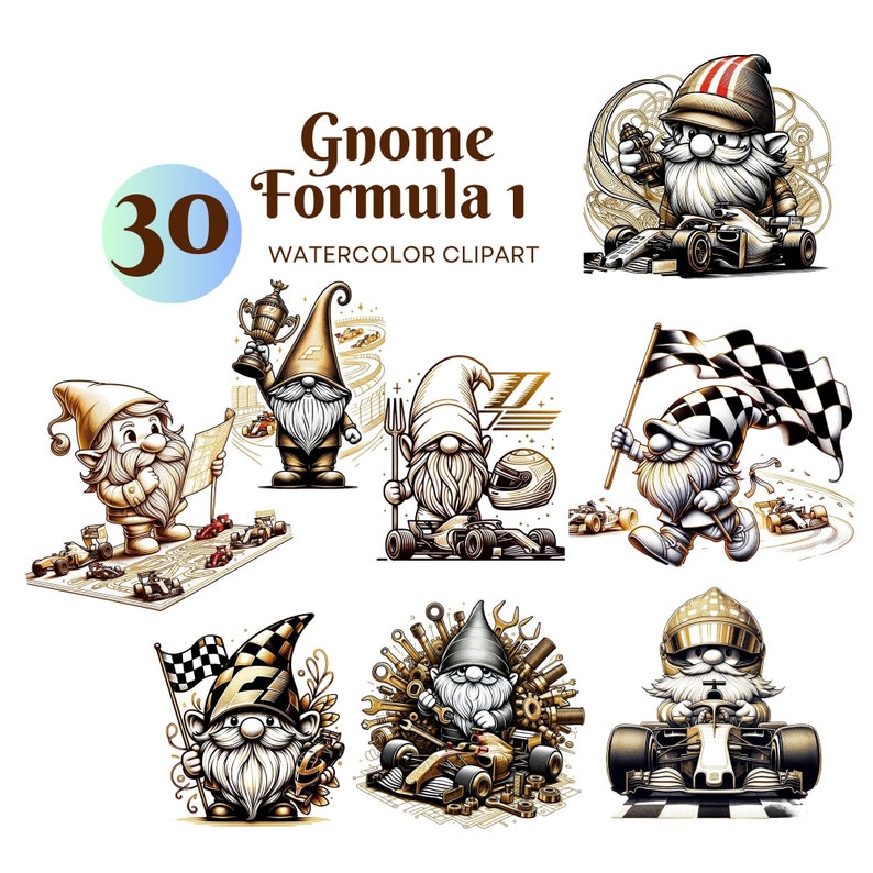 30 Gnome Formula 1 Clipart,scrapbooking, Instant Download - Commercial ...