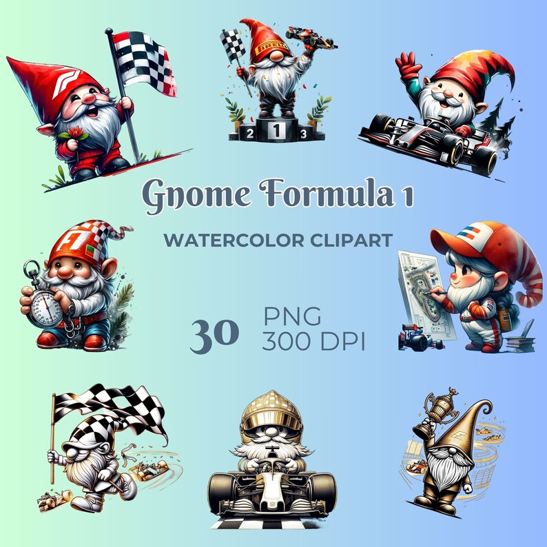 30 Gnome Formula 1 Clipart,scrapbooking, Instant Download - Commercial ...