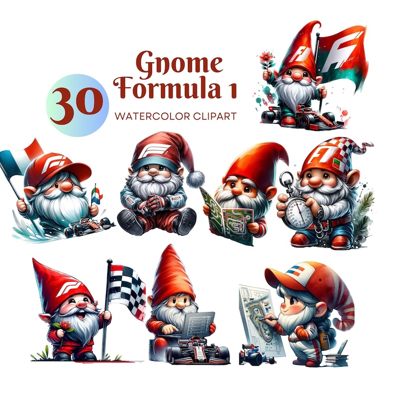 30 Gnome Formula 1 Clipart,scrapbooking, Instant Download - Commercial Use - Etsy