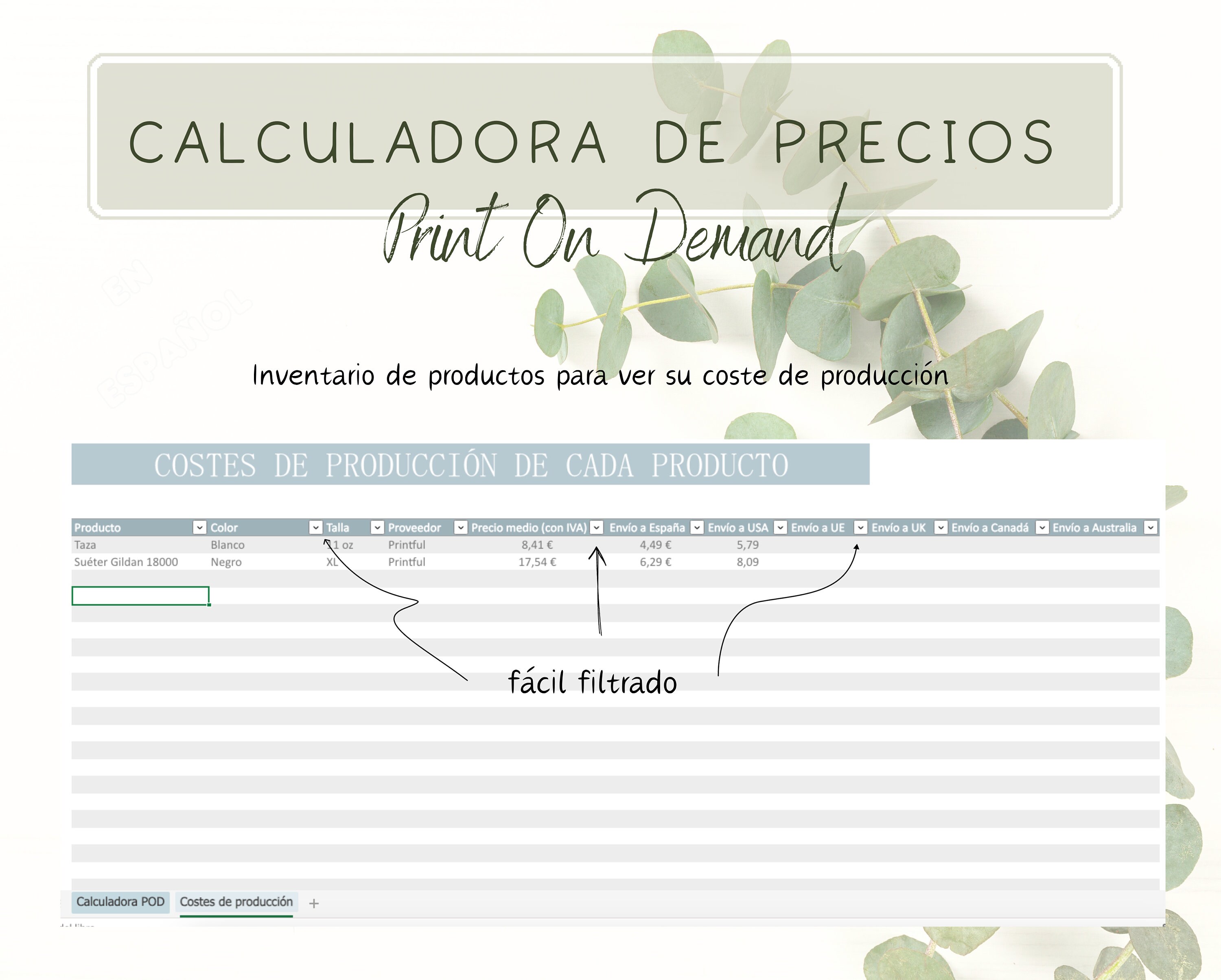 Plantilla Excel para calcular el precio de venta de productos de ...