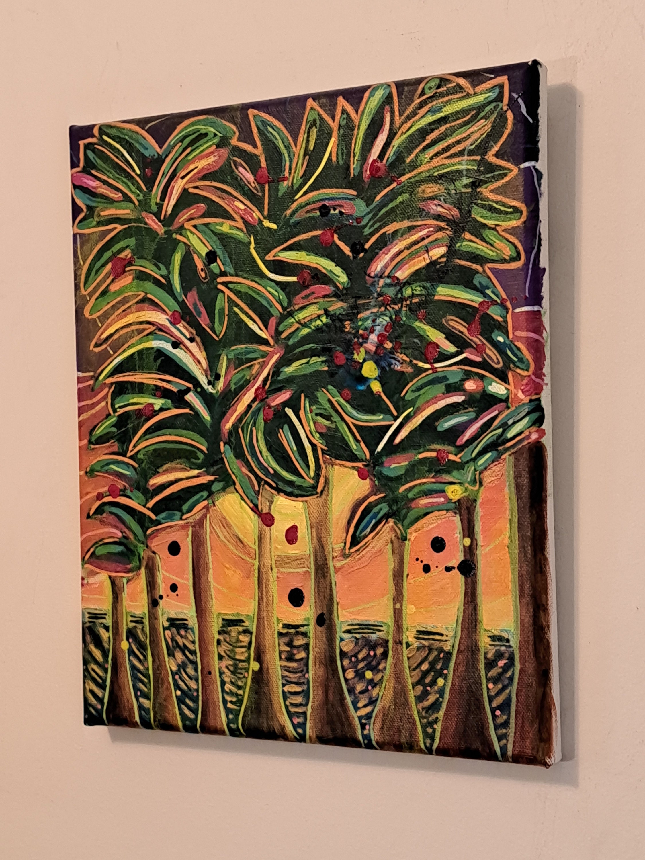 Original Abstract Palm Tree Painting tropical Getaways - Etsy