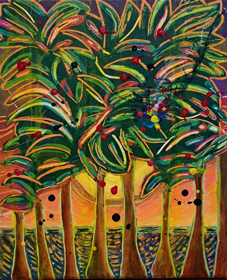 Original Abstract Palm Tree Painting tropical Getaways - Etsy