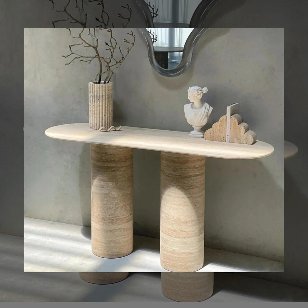 Natural Stone Travertine Marble Console Table, Unique Modern Special ...