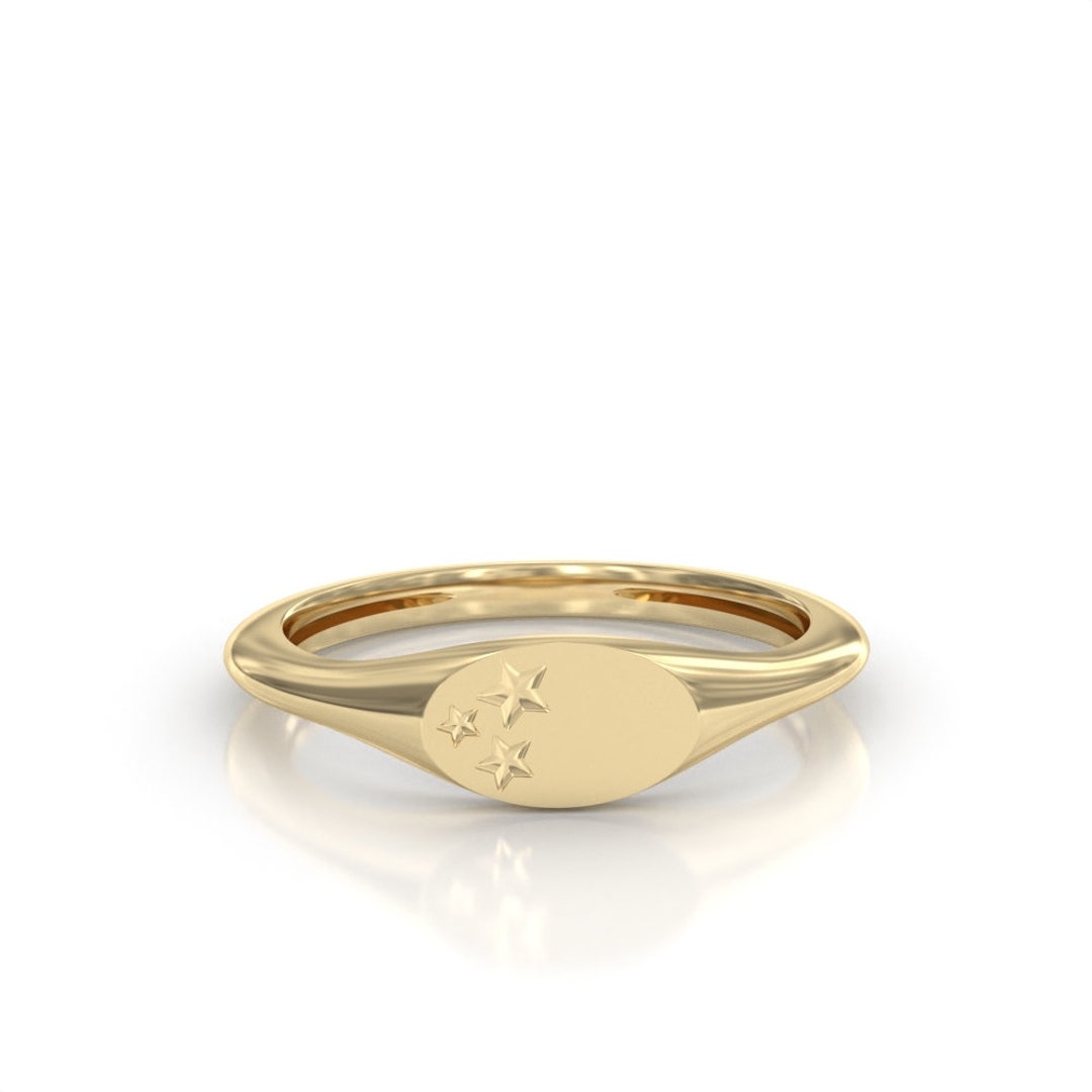 Pinky Signet Ring / 14k-18k Gold Oval Signet Ring / Small Signet Ring ...