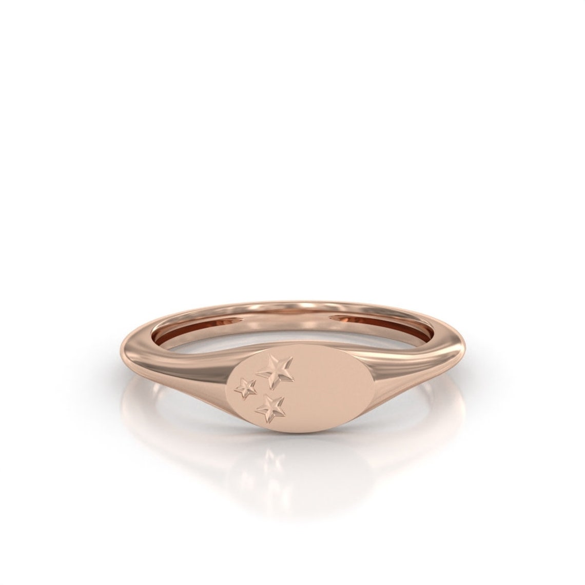 Pinky Signet Ring / 14k-18k Gold Oval Signet Ring / Small Signet Ring / Signet Ring Women ...