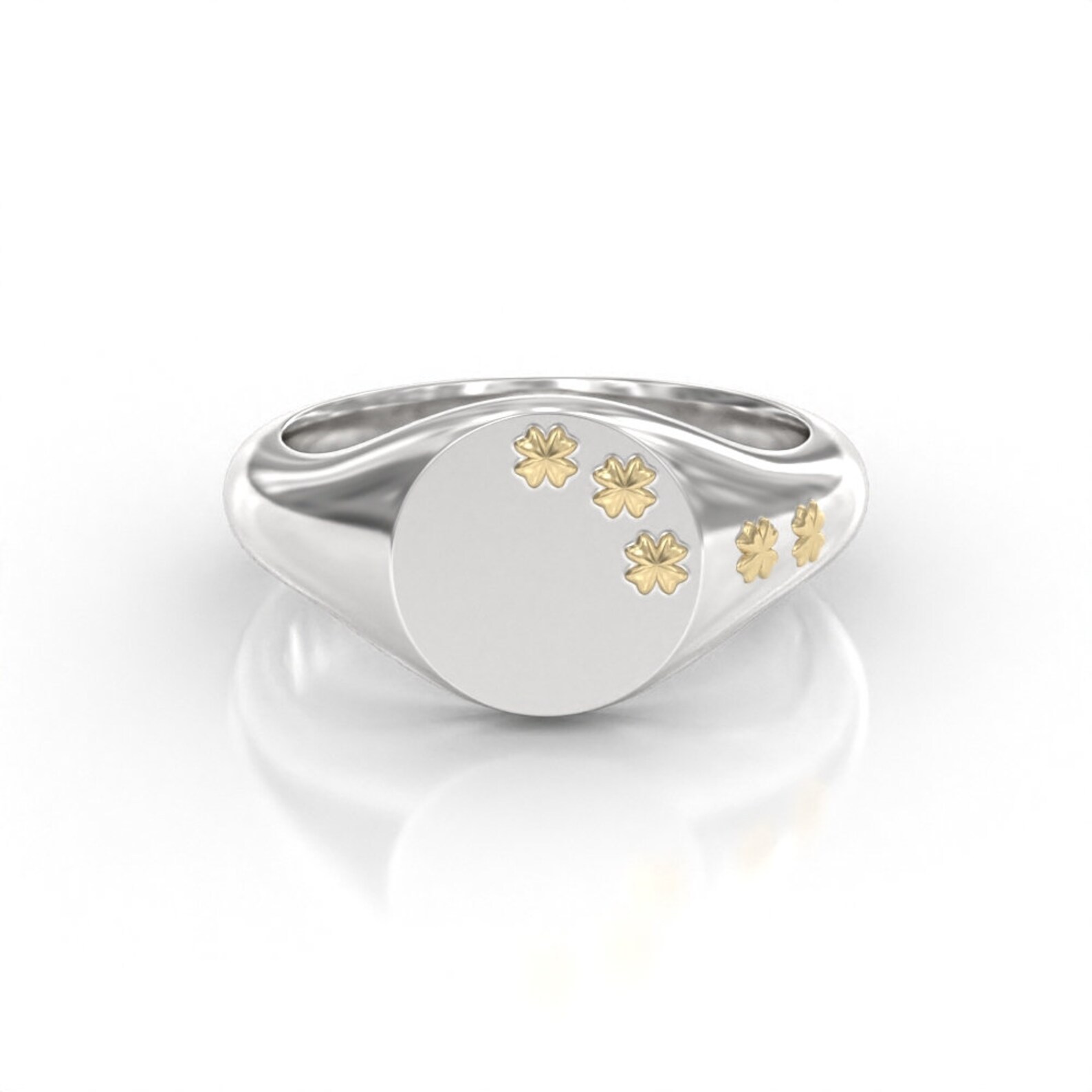 14K Gold Signet Ring: Engraved Betel Leaf, Wide Band - Etsy