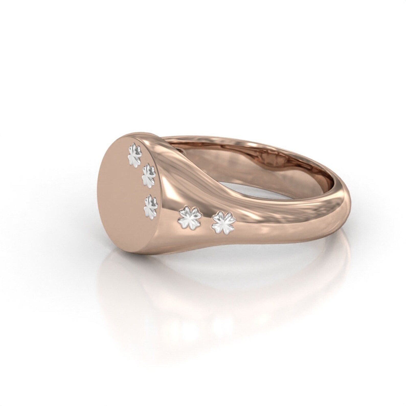 14K Gold Signet Ring: Engraved Betel Leaf, Wide Band - Etsy