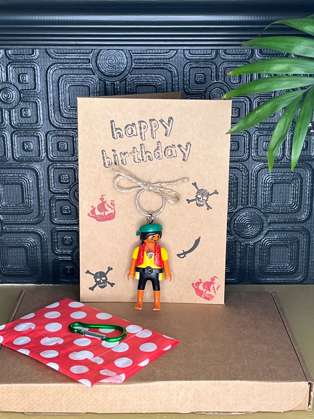 Pirate Themed Birthday Card With Playmobil Figure Bag Clip/keyring in ...