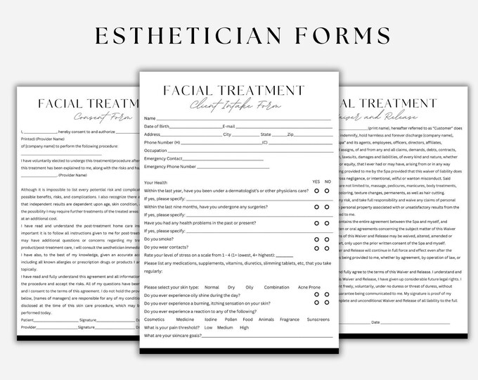 Client Treatment Record Template | Editable Esthetician Treatment ...