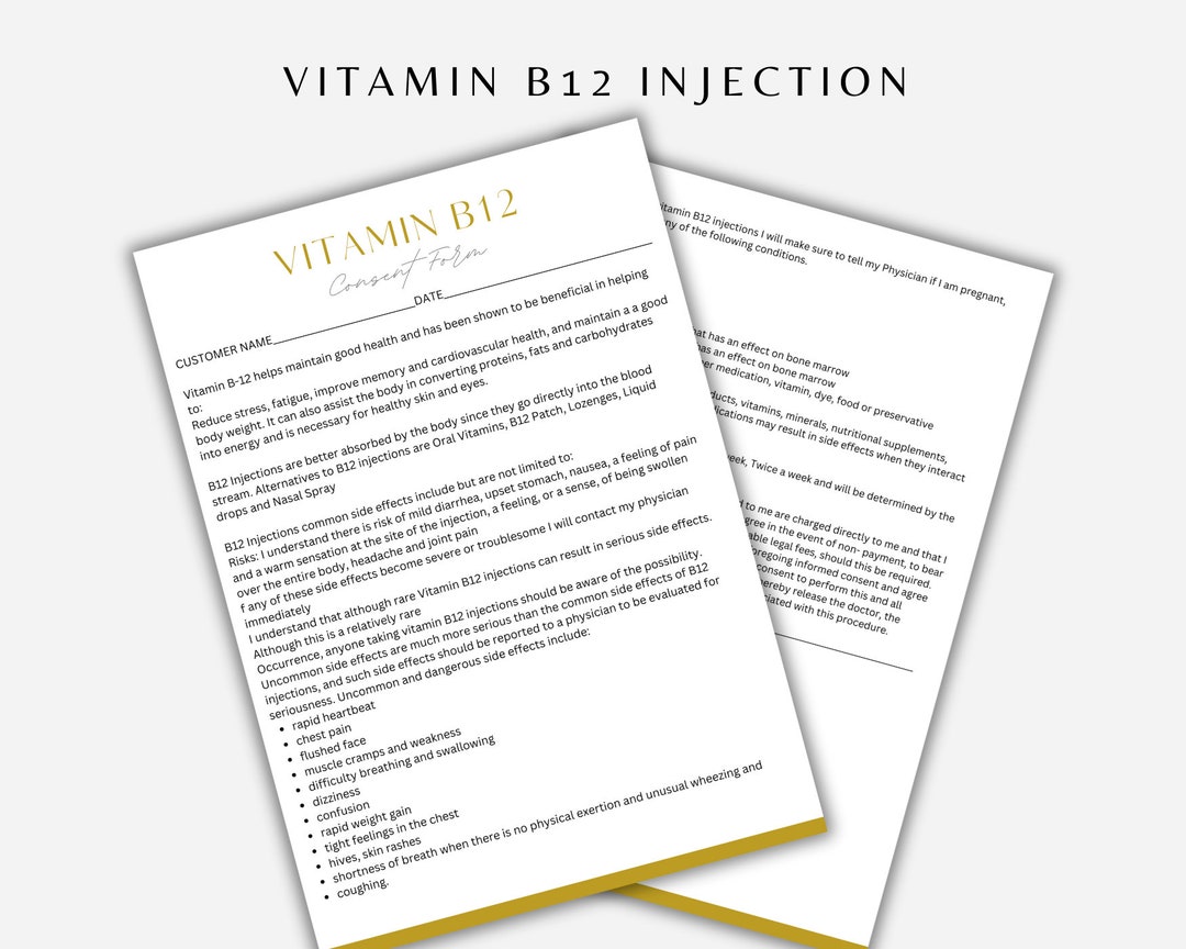 Vitamin B12 Shot Consent Form for Clients, Editable Esthetician Canva Template - Etsy